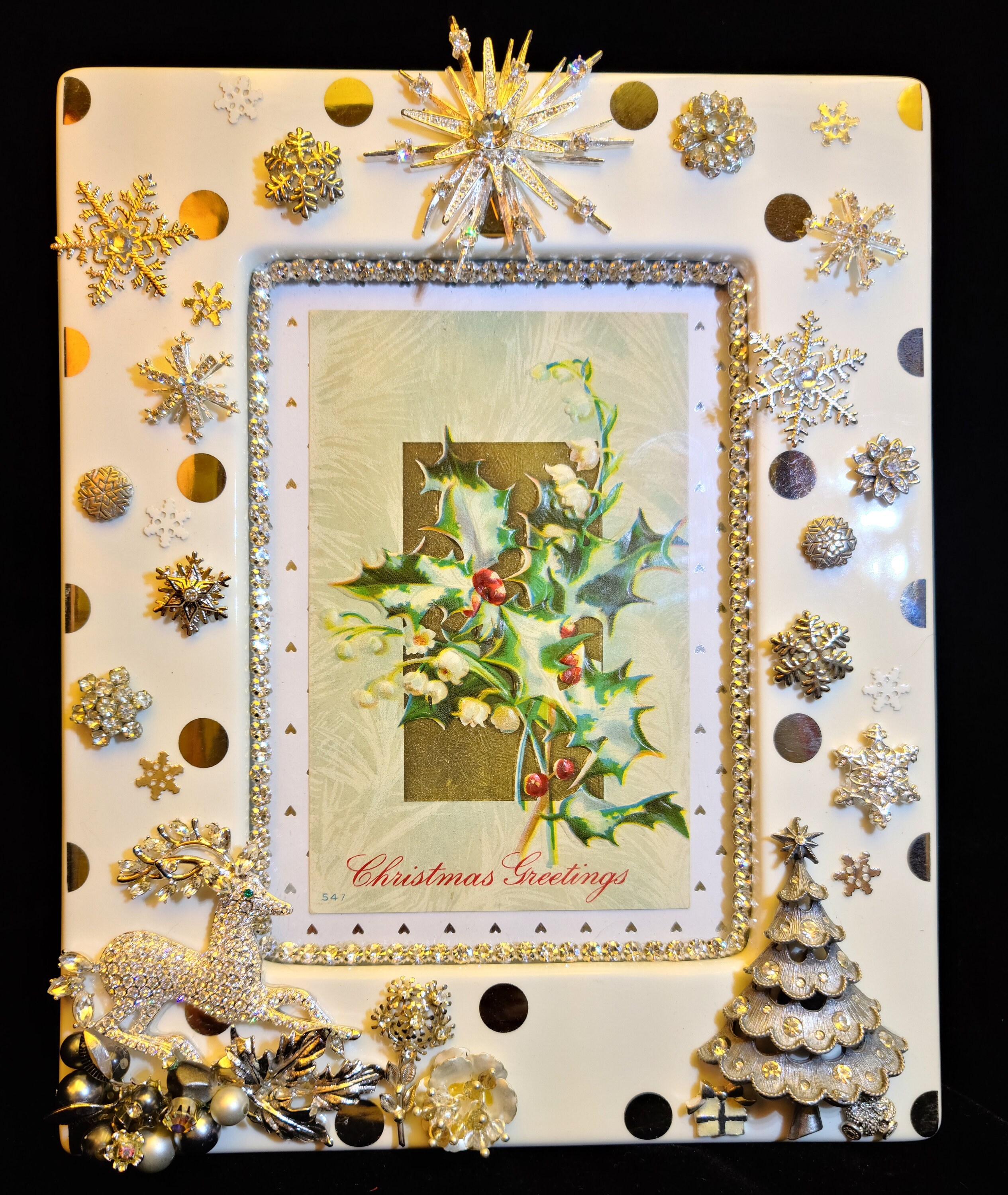 Embellished Porcelain Christmas Picture Frame With Silver Vintage ...