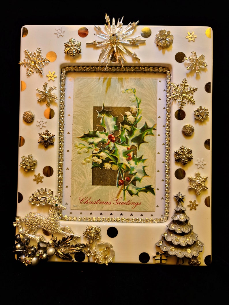 Embellished Porcelain Christmas Picture Frame With Silver Vintage ...