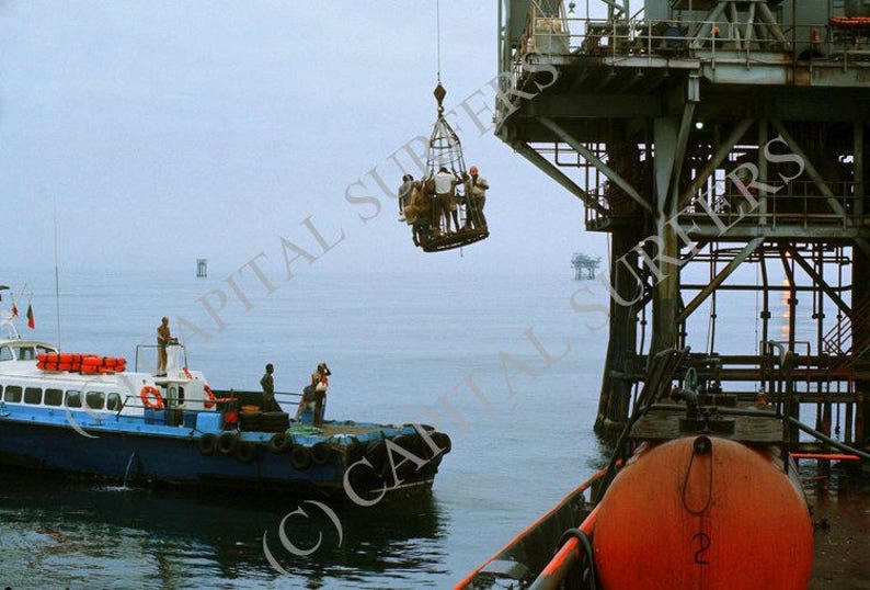 Oil Platform Crew Change - Malongo, Cabinda Gulf Oil Field, Angola 1972 ...