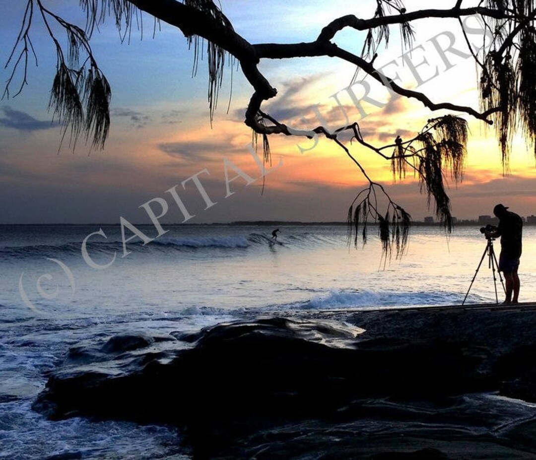 Sunset Surf Photographer - Kings Beach, Caloundra Queensland Stock ...