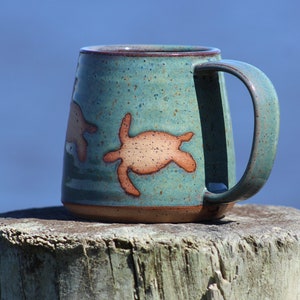 Sea Turtle Mug Ocean Life Mug Sea Turtle Gift Handmade Pottery Mug ...