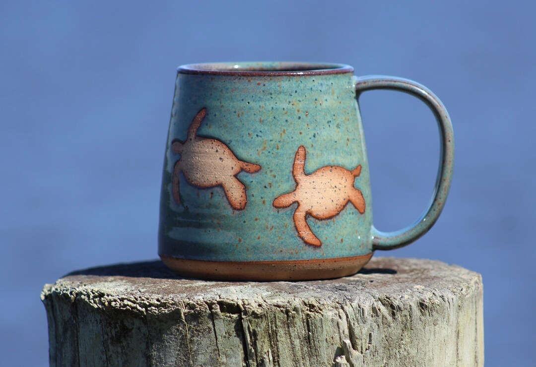 Sea Turtle Mug Ocean Life Mug Sea Turtle Gift Handmade Pottery Mug ...
