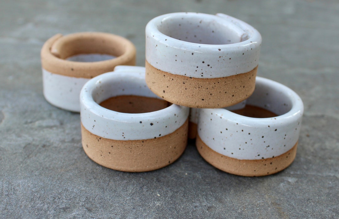 Speckled White Napkin Rings Pottery Napkin Rings Ceramic Napkin Rings ...
