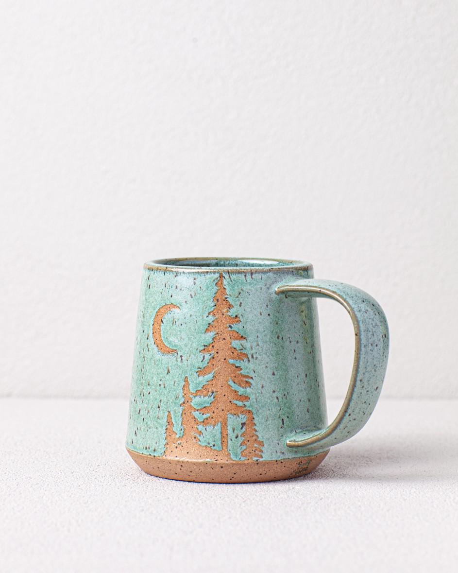 Pine Forest Mug - Forest and Moon Mug - Pine Tree Mug - Evergreen Tree ...