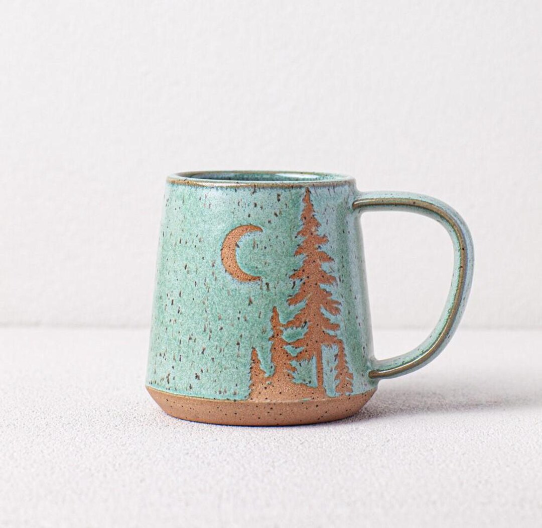 Pine Forest Mug - Forest and Moon Mug - Pine Tree Mug - Evergreen Tree ...