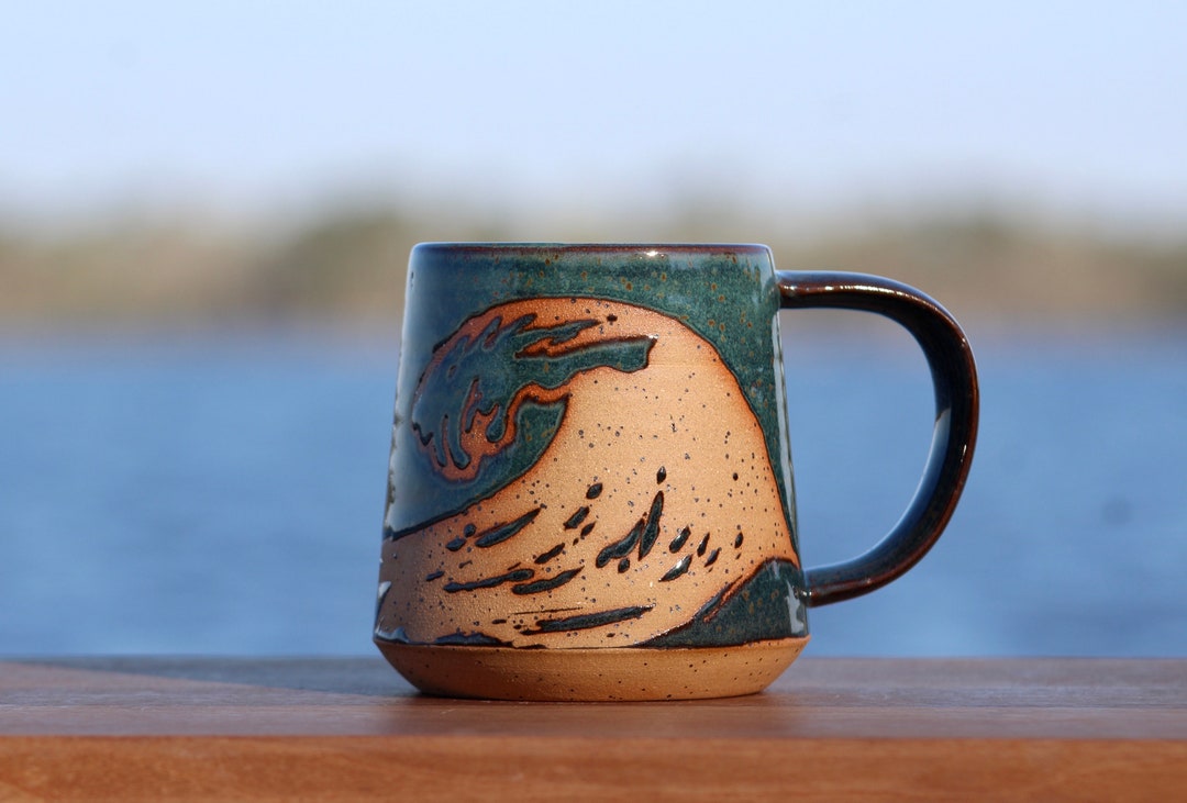 Ocean Wave Mug Surf Mug Blue Wave Mug Coastal Living Mug Husband Gift ...