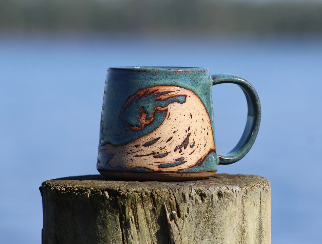 Ocean Wave Mug Surf Mug Blue Wave Mug Mug for Dad - Etsy