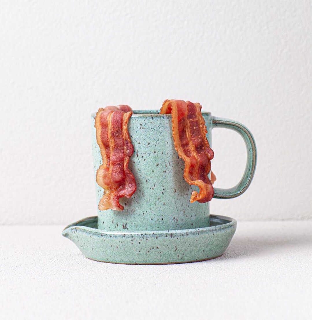 Turquoise Bacon Cooker, Ceramic Bacon Cooker, Handmade Microwave Bacon ...