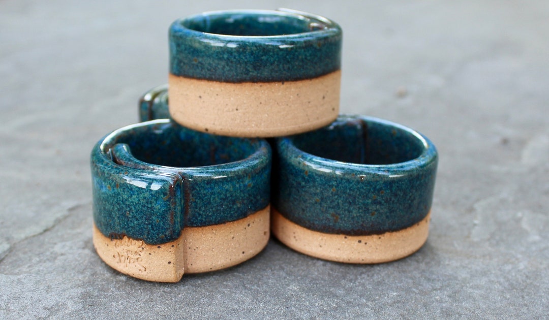 Offshore Blue Napkin Rings Pottery Napkin Rings Ceramic Napkin Rings ...