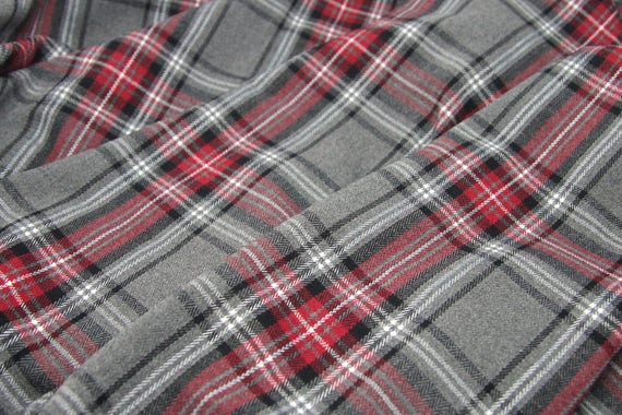 Gray plaid fabric by yard Gray plaid fabric by meter Grey | Etsy