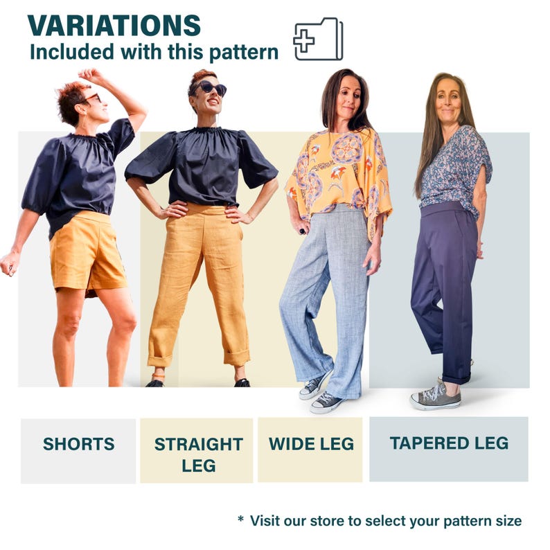 Flat Fronted Women's Sewing Pattern Pants – Straight or Taper Leg Linen ...