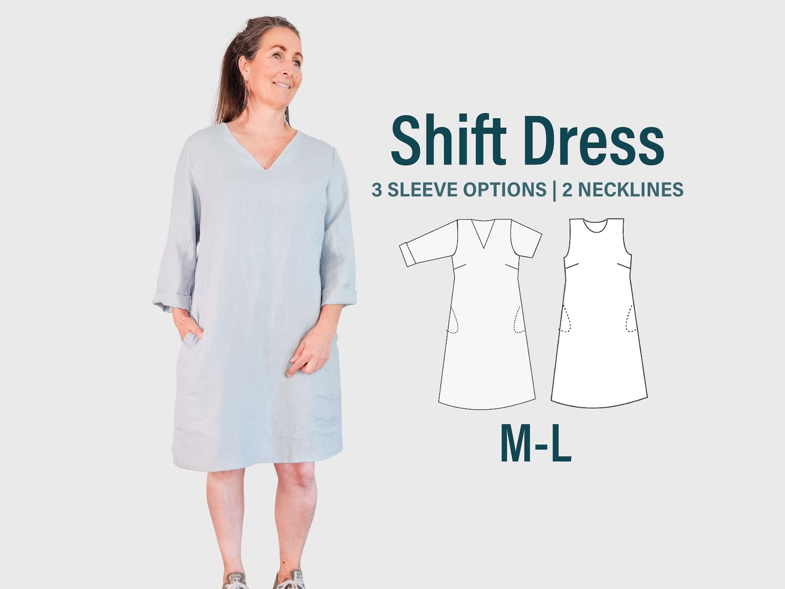 Versatile Shift Dress Sewing Pattern | US 8-14, Easy Sew (PDF Pattern ...