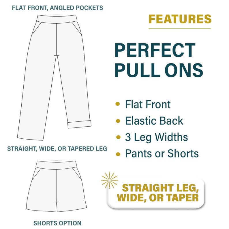 Flat Fronted Women's Sewing Pattern Pants – Straight or Taper Leg Linen ...