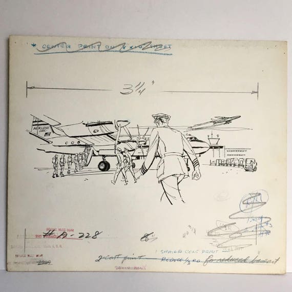 Original Art Military Aviation Advertising Line Drawing | Etsy
