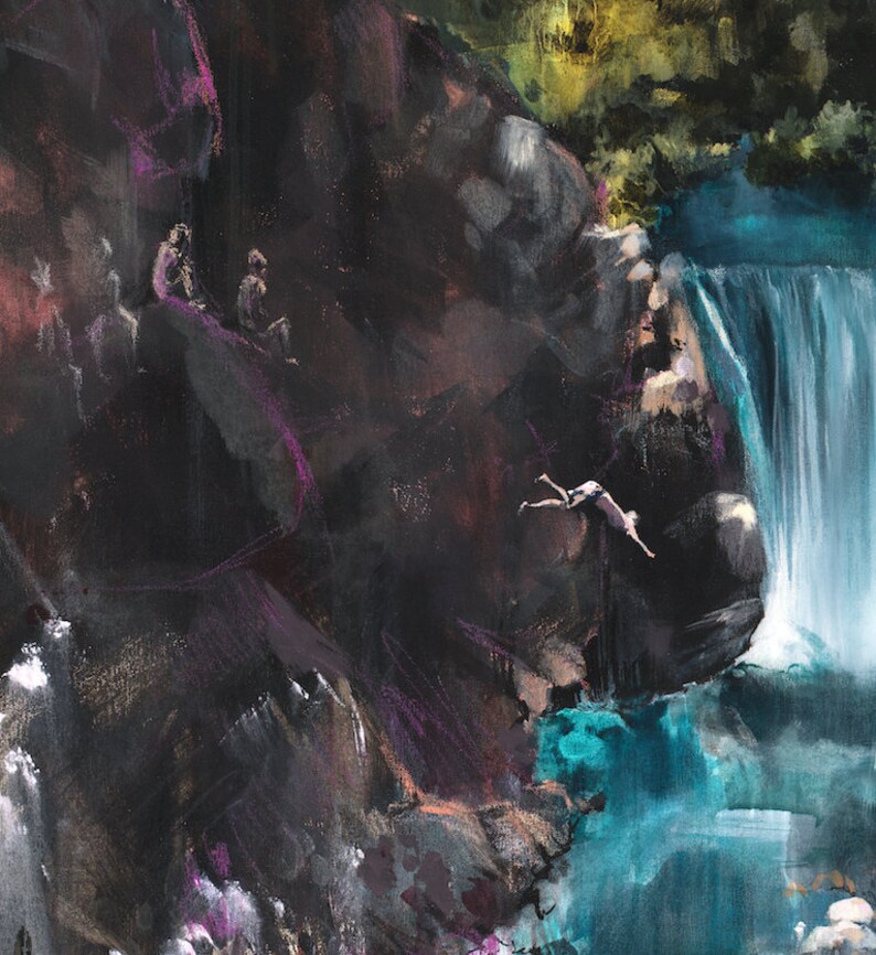 Rite of Passage - Archival Print of Painting of Cliff Divers in ...