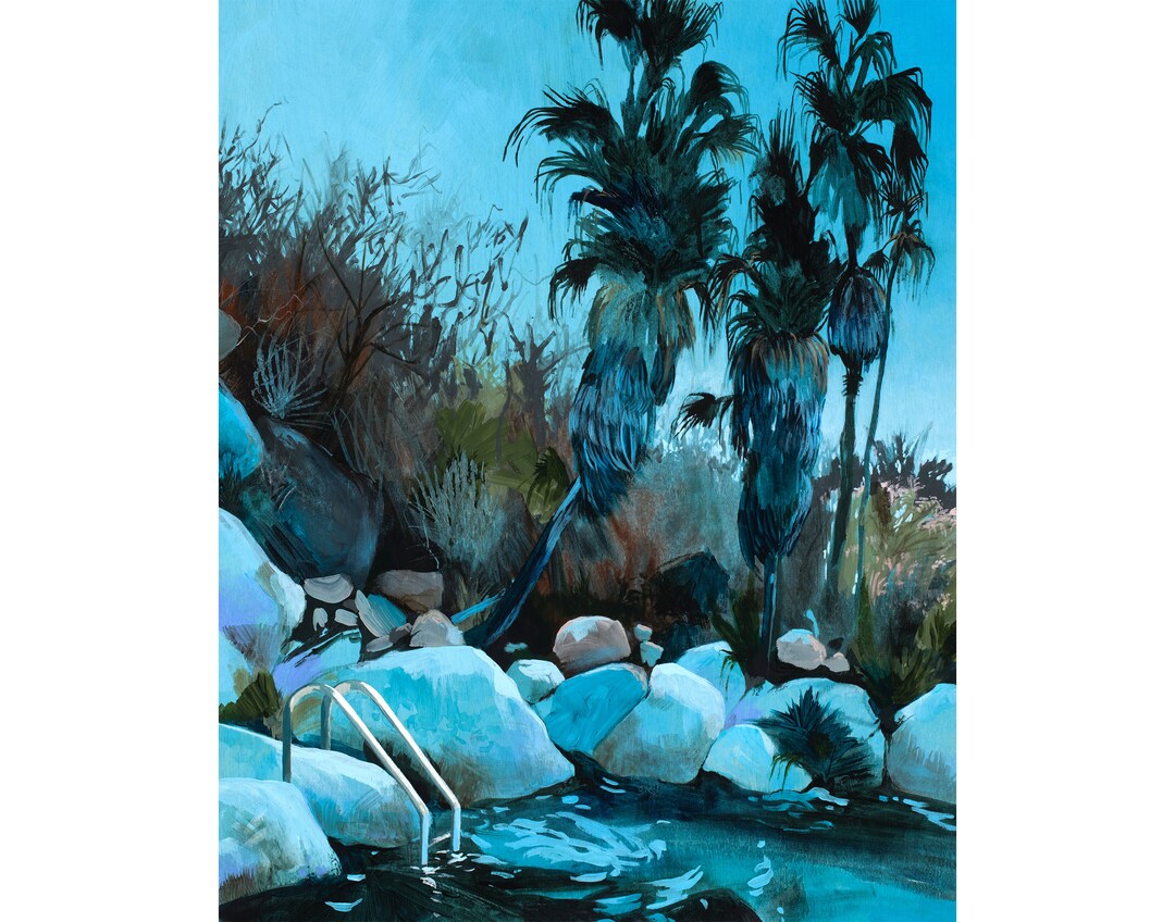 Hot Spring Blues - Archival Print of Painting of a Hot Springs at ...