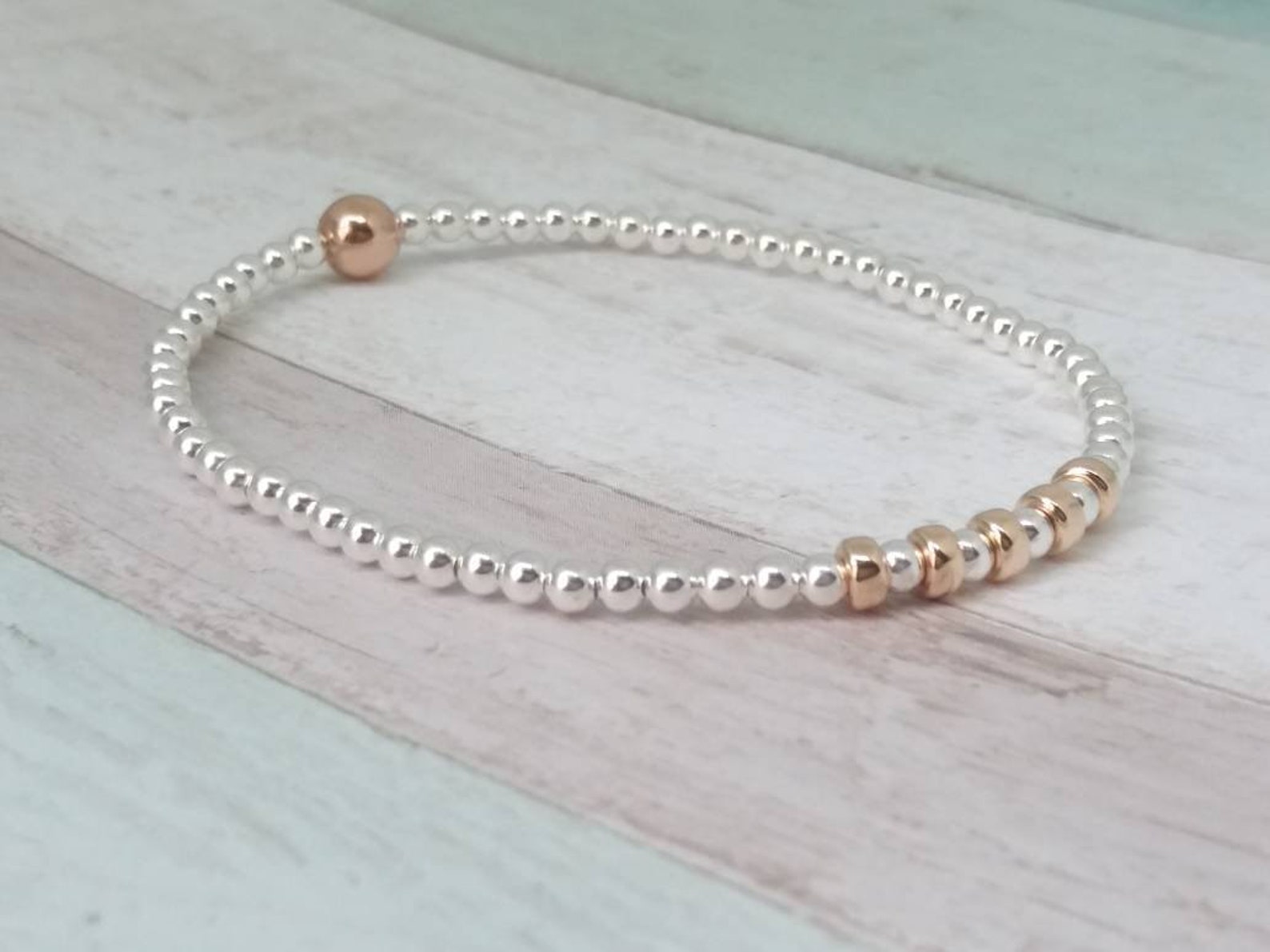 50th Birthday Gift, 50th Bracelet, Sterling Silver Bracelet, Stretch ...