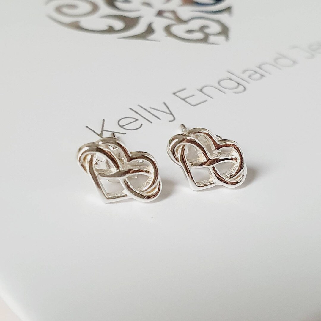 Infinity Heart Stud Earrings, Sterling Silver Infinity Stud Earrings ...