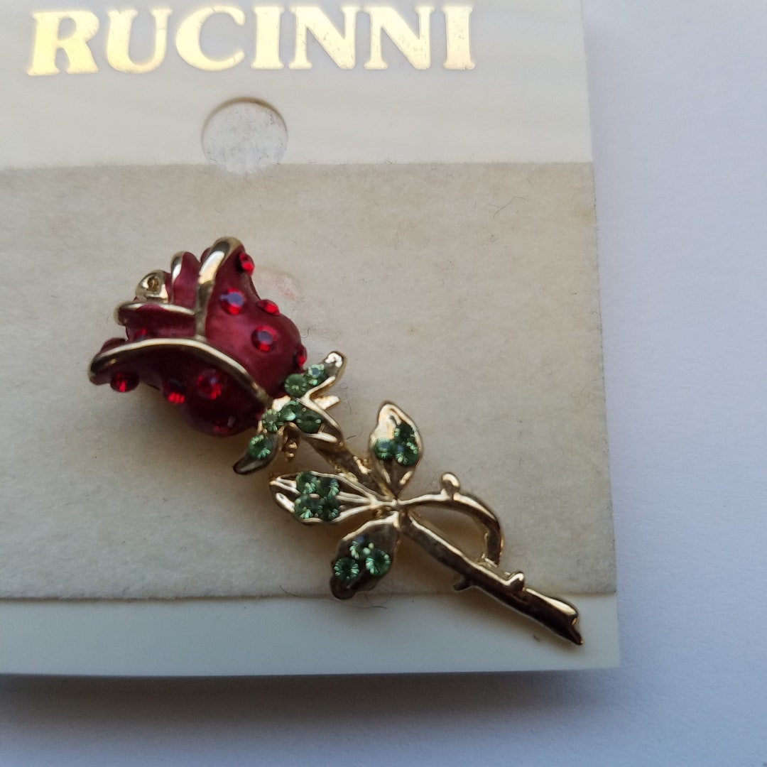 Vintage Rucinni Gold Tone Rose Lapel Pin - Etsy