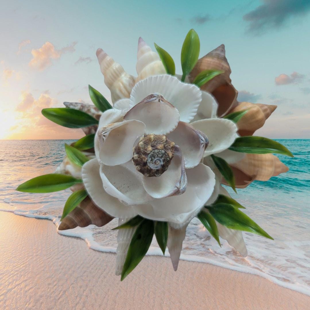 Super Cute Coastal Shell Flower Decor Home Decor Table Centerpiece ...