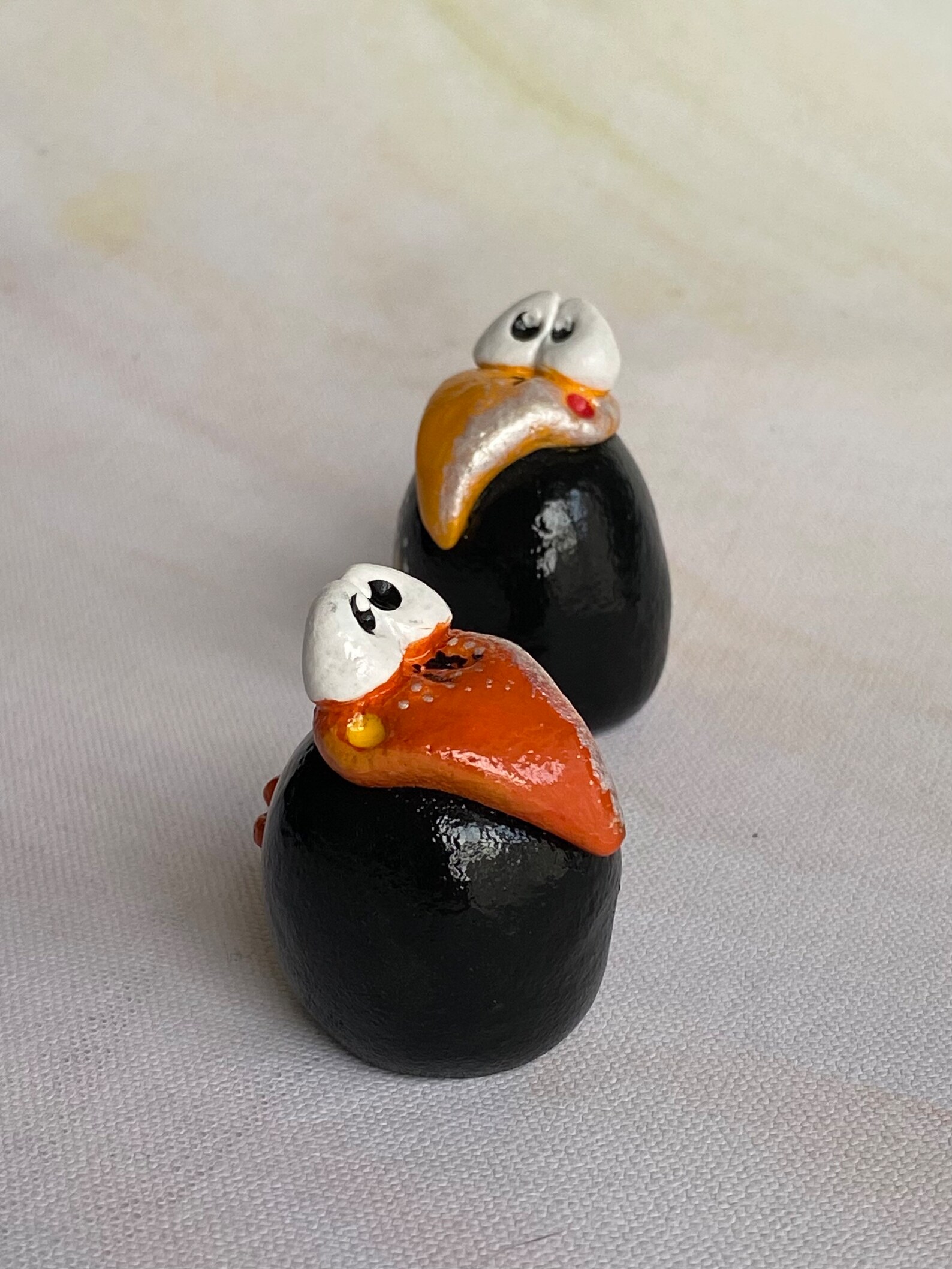 Handmade Salt Dough Bird Figurines: Whimsical Painted Parrot Set - Etsy