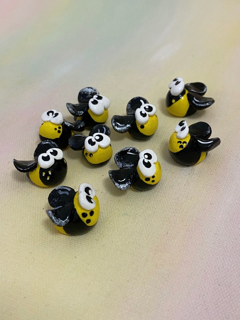 Bee Miniature, Honeybee Figurine Set of 6 or 9 - Etsy