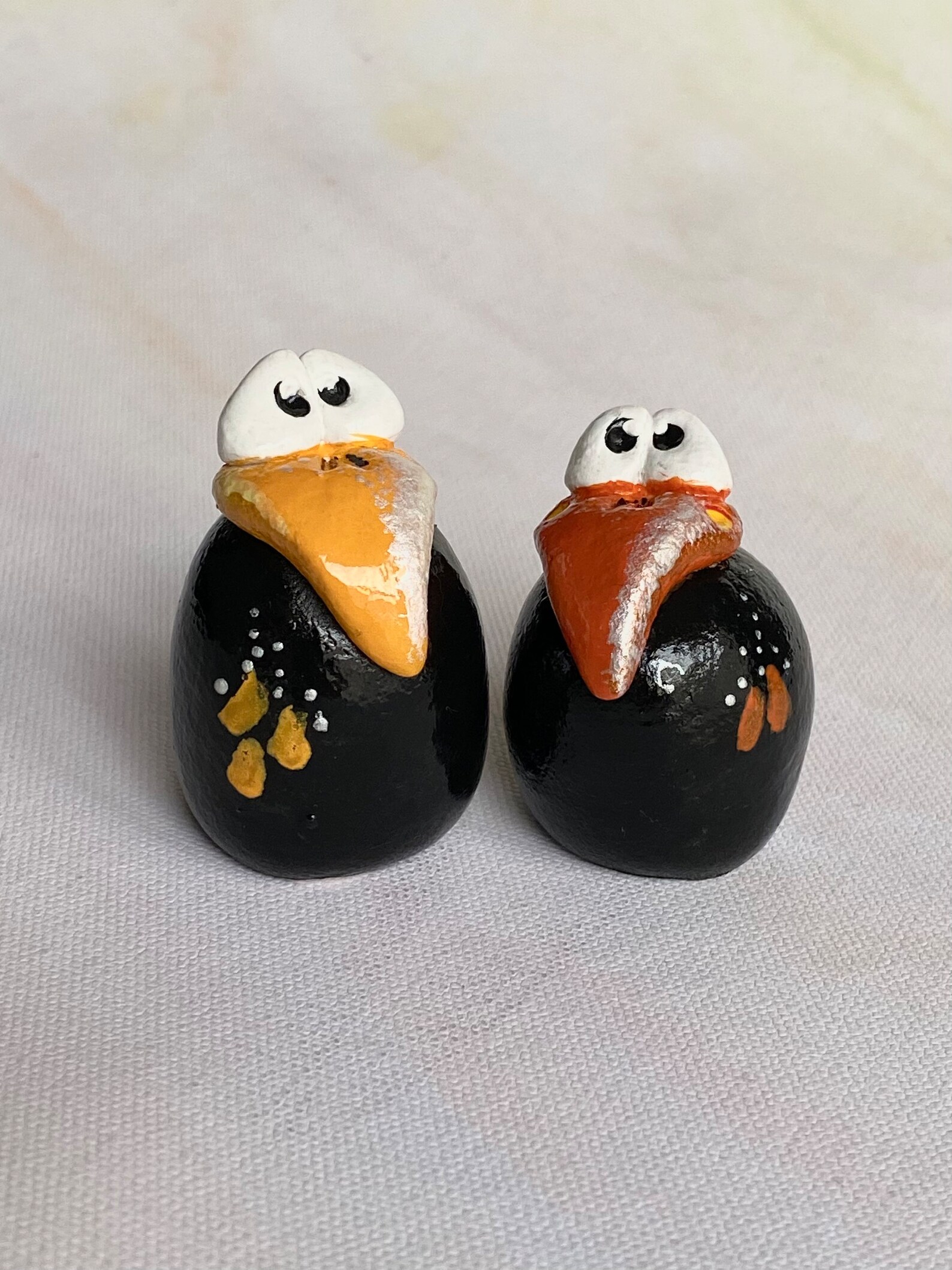 Handmade Salt Dough Bird Figurines: Whimsical Painted Parrot Set - Etsy