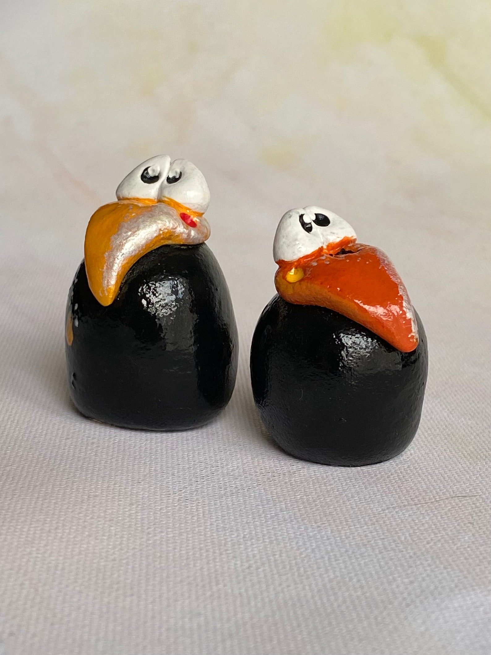 Handmade Salt Dough Bird Figurines: Whimsical Painted Parrot Set - Etsy