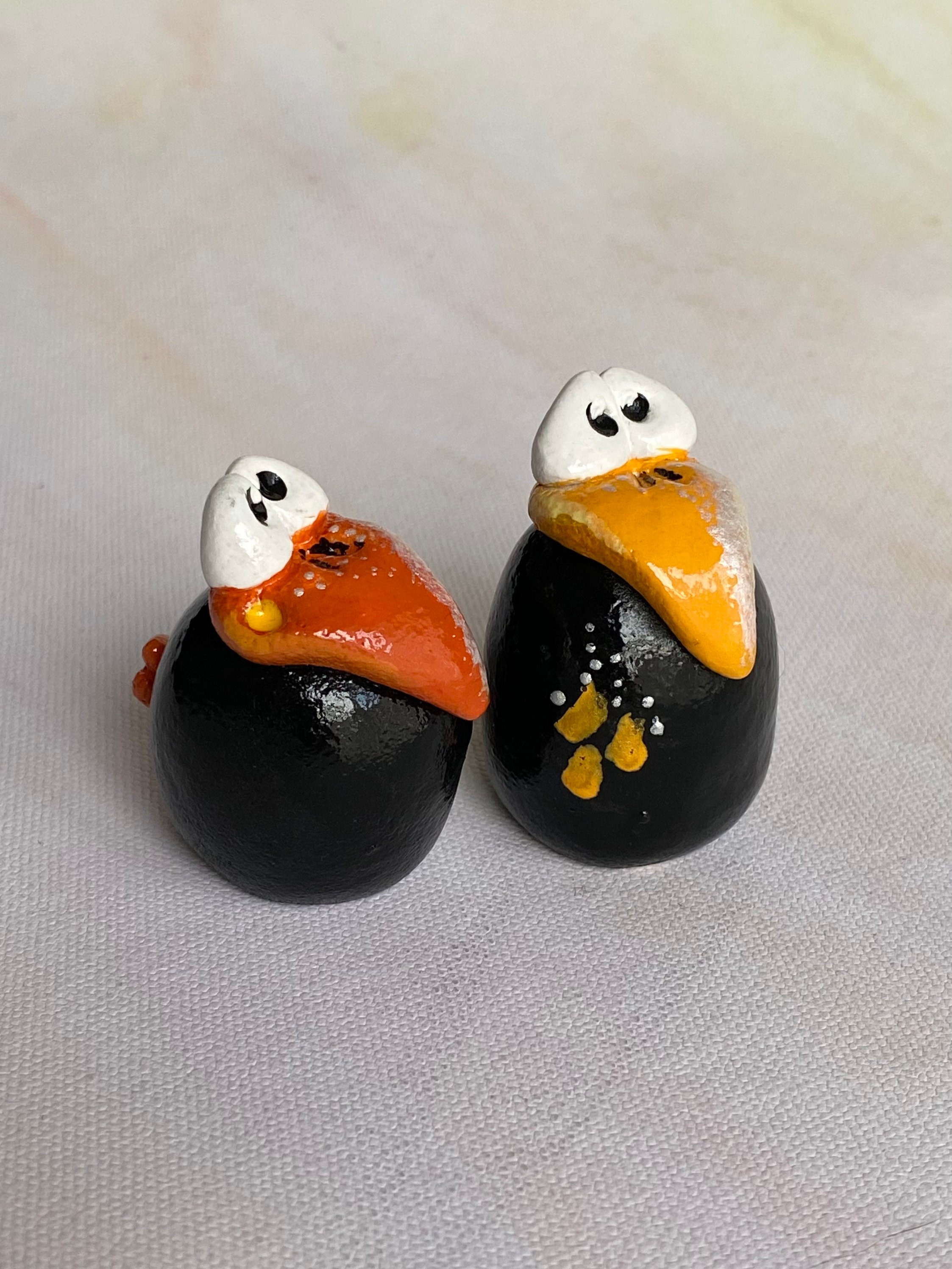 Handmade Salt Dough Bird Figurines: Whimsical Painted Parrot Set - Etsy