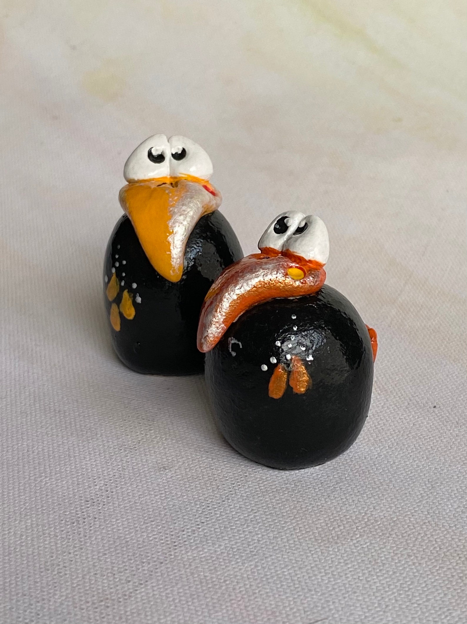 Handmade Salt Dough Bird Figurines: Whimsical Painted Parrot Set - Etsy