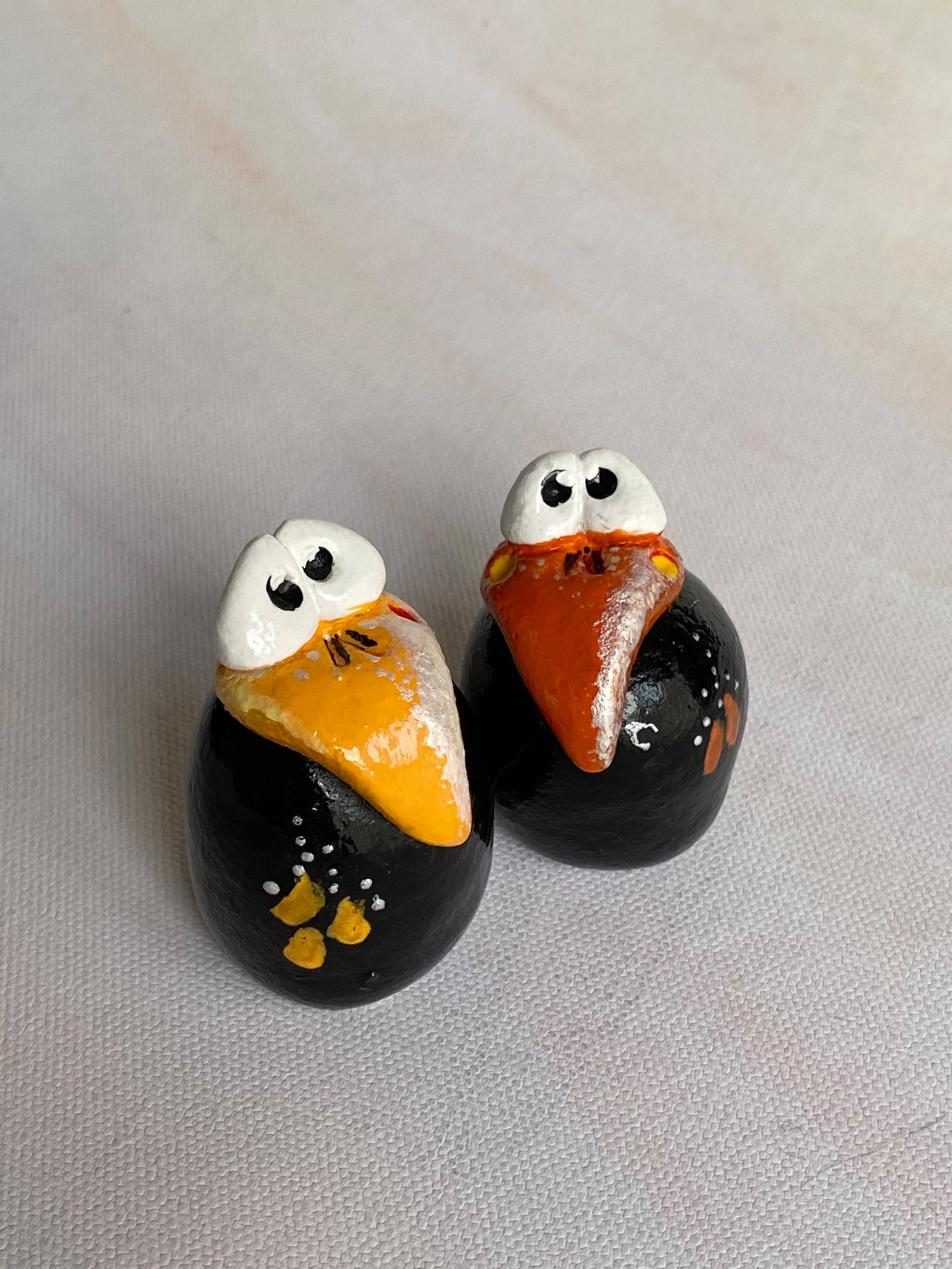 Handmade Salt Dough Bird Figurines: Whimsical Painted Parrot Set - Etsy