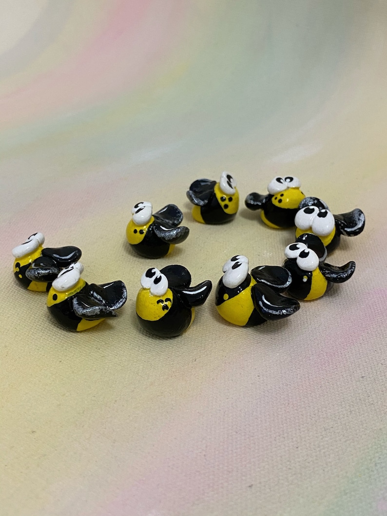 Bee Miniature, Honeybee Figurine Set of 6 or 9 - Etsy