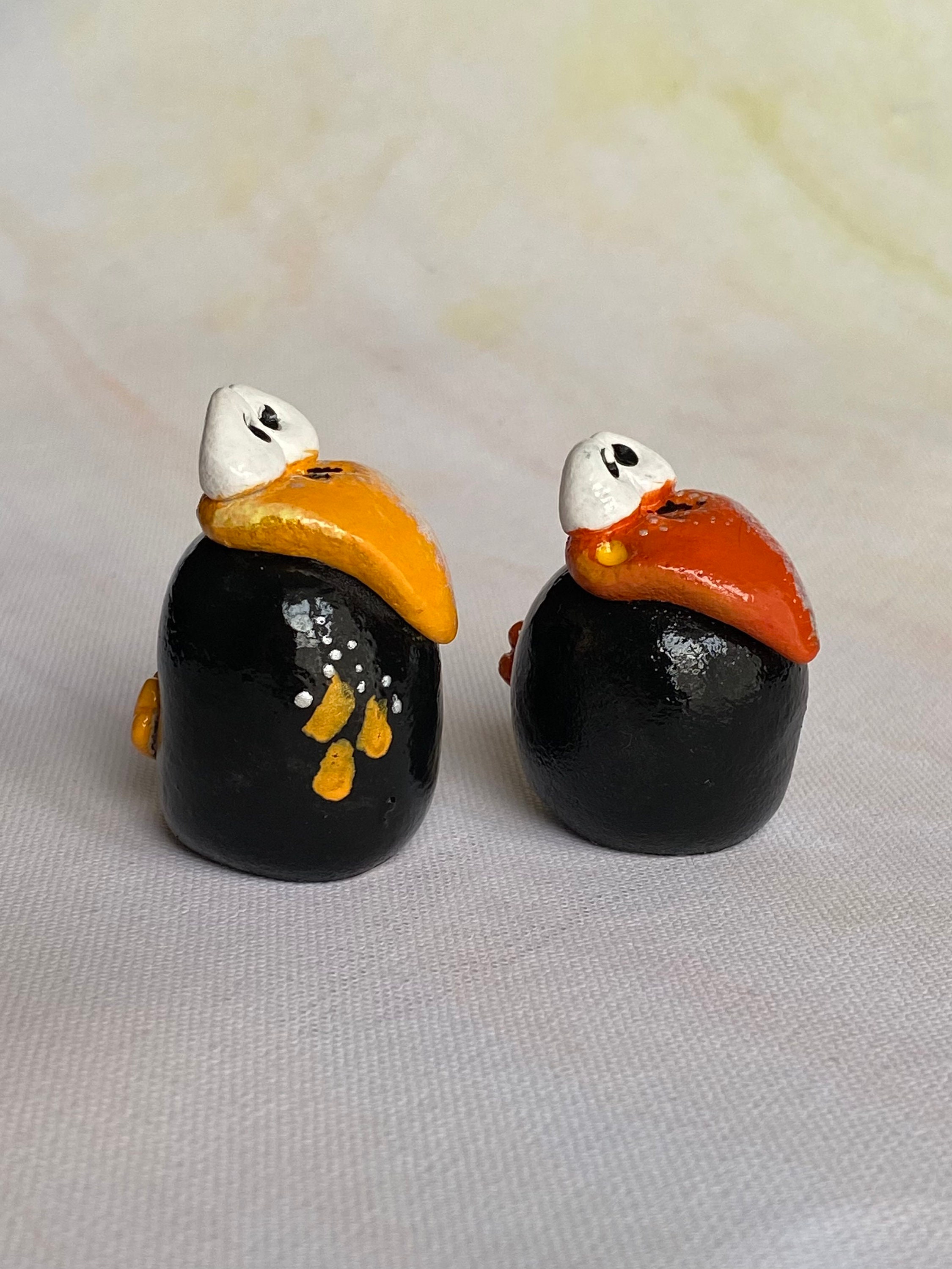Handmade Salt Dough Bird Figurines: Whimsical Painted Parrot Set - Etsy