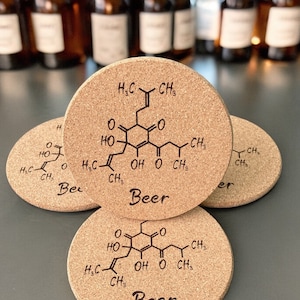 Coaster-beer Molecule Engraved on Cork Coasters-set of 4 OR 6 - Etsy
