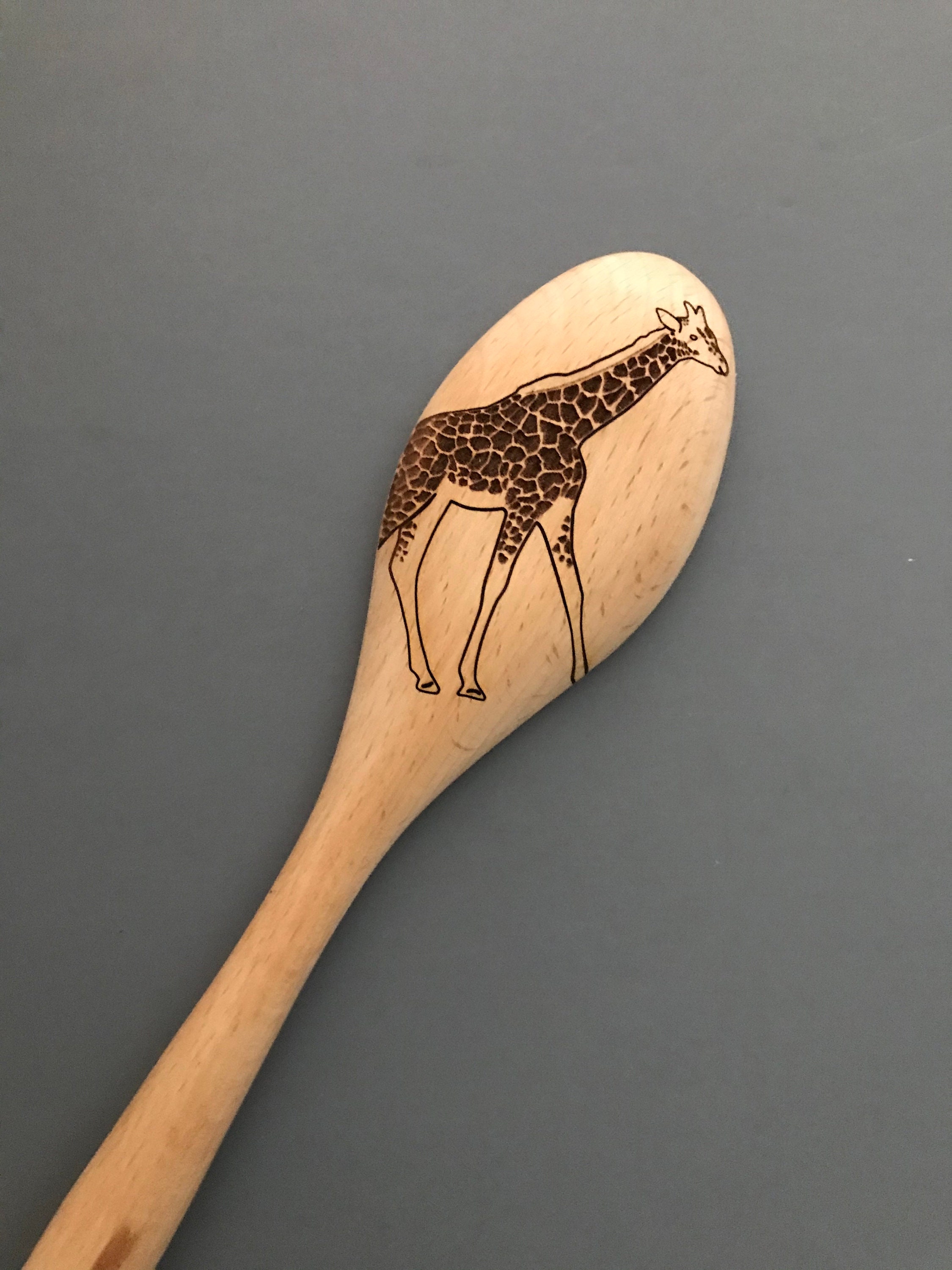 Personalize Me Giraffe Engraved on Wooden Spoon With Optional | Etsy