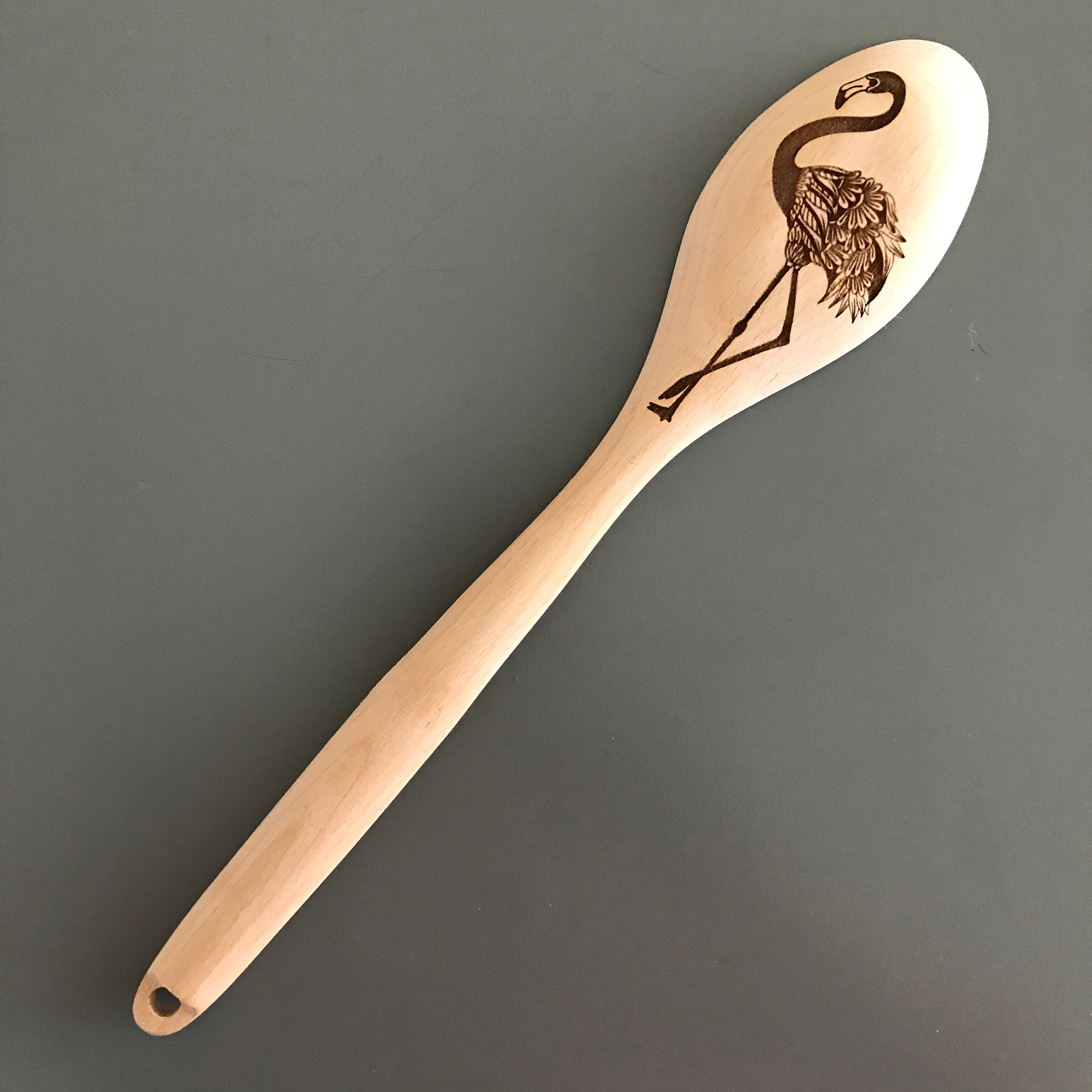 Personalize Me! Pink Flamingo Engraved on Wooden Spoon - Etsy