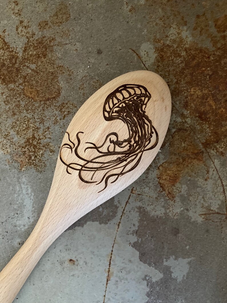 Personalize Me Jellyfish Engraved on Wooden Spoon With | Etsy