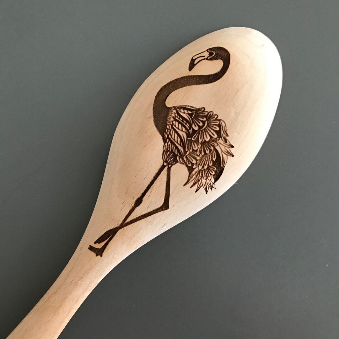 Personalize Me! Pink Flamingo Engraved on Wooden Spoon - Etsy