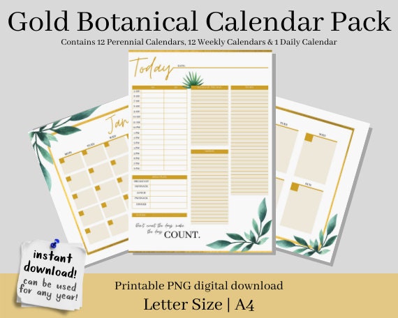 Printable Perennial Calendar Pack | Etsy
