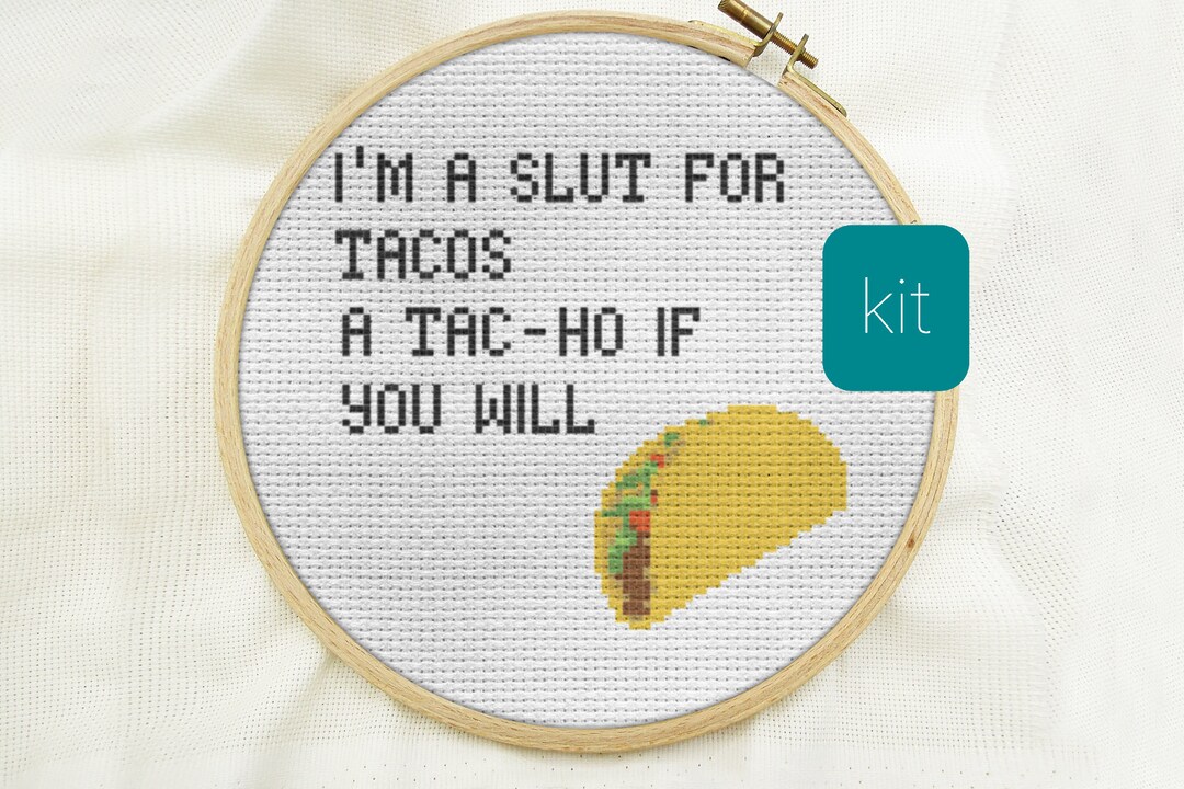 Diy Modern Cross Stitch Kit, Taco Cross Stitch Kit, Subversive Cross ...