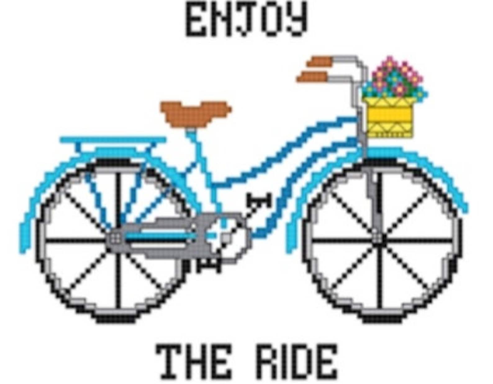 Cottagecore Bicycle Cross Stitch Kit, Spring Wall Decor, Enjoy the Ride ...