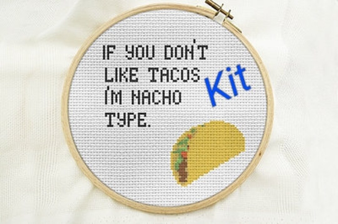 Diy Modern Cross Stitch Kit, Taco Cross Stitch Kit, Subversive Cross ...