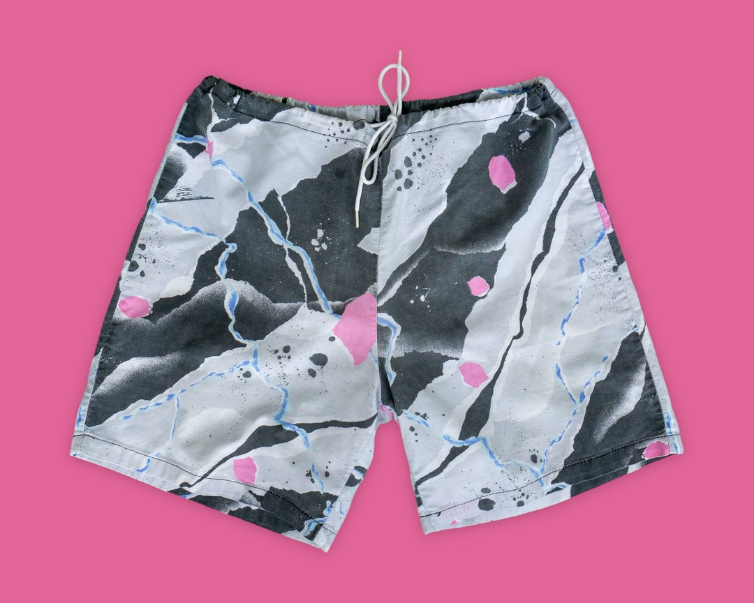 80s Vintage Swim Trunks for Men With Geometric Pattern Size Medium ...