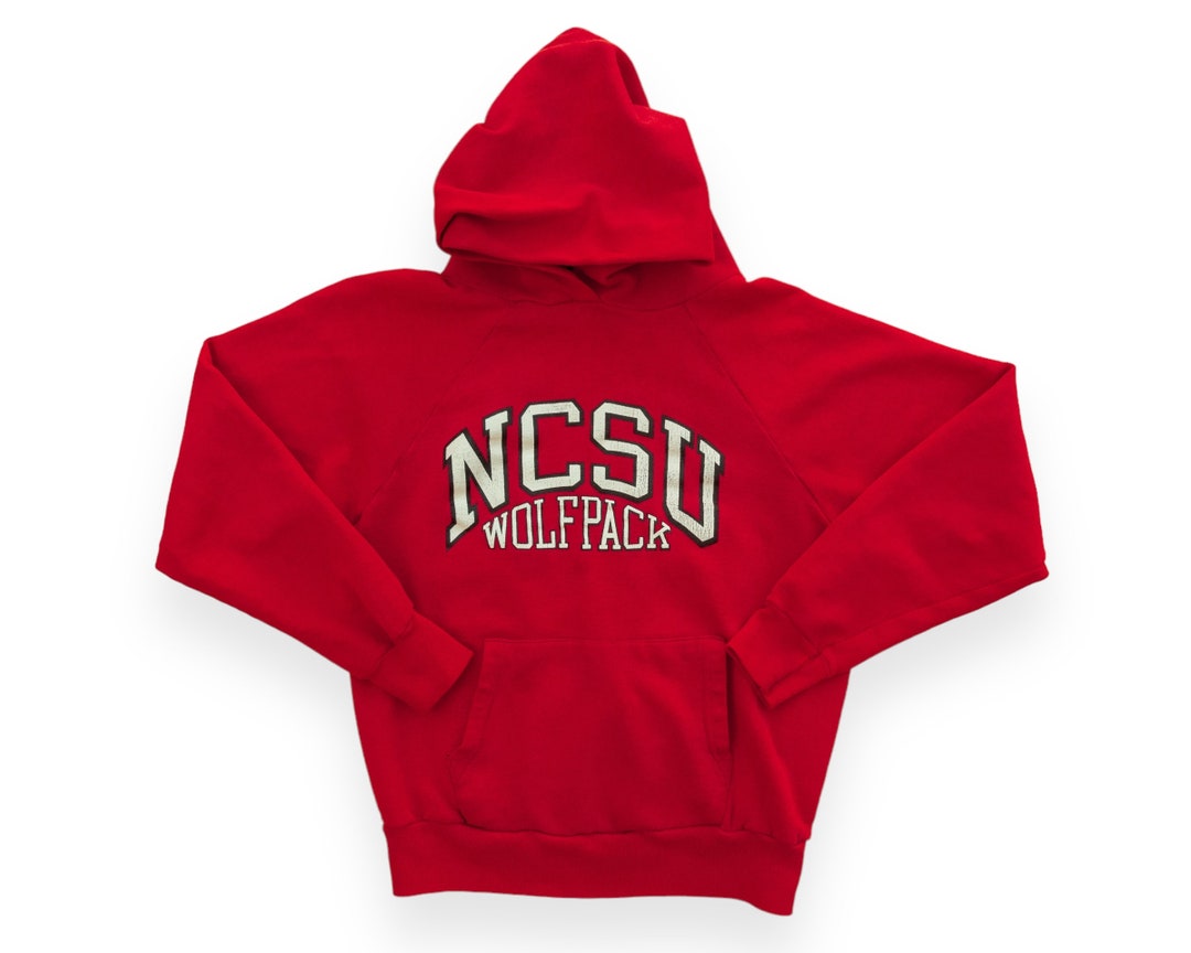Vintage NC State Hoodie Red | 1980s NCSU Hooded Sweatshirt Faded Red - Etsy