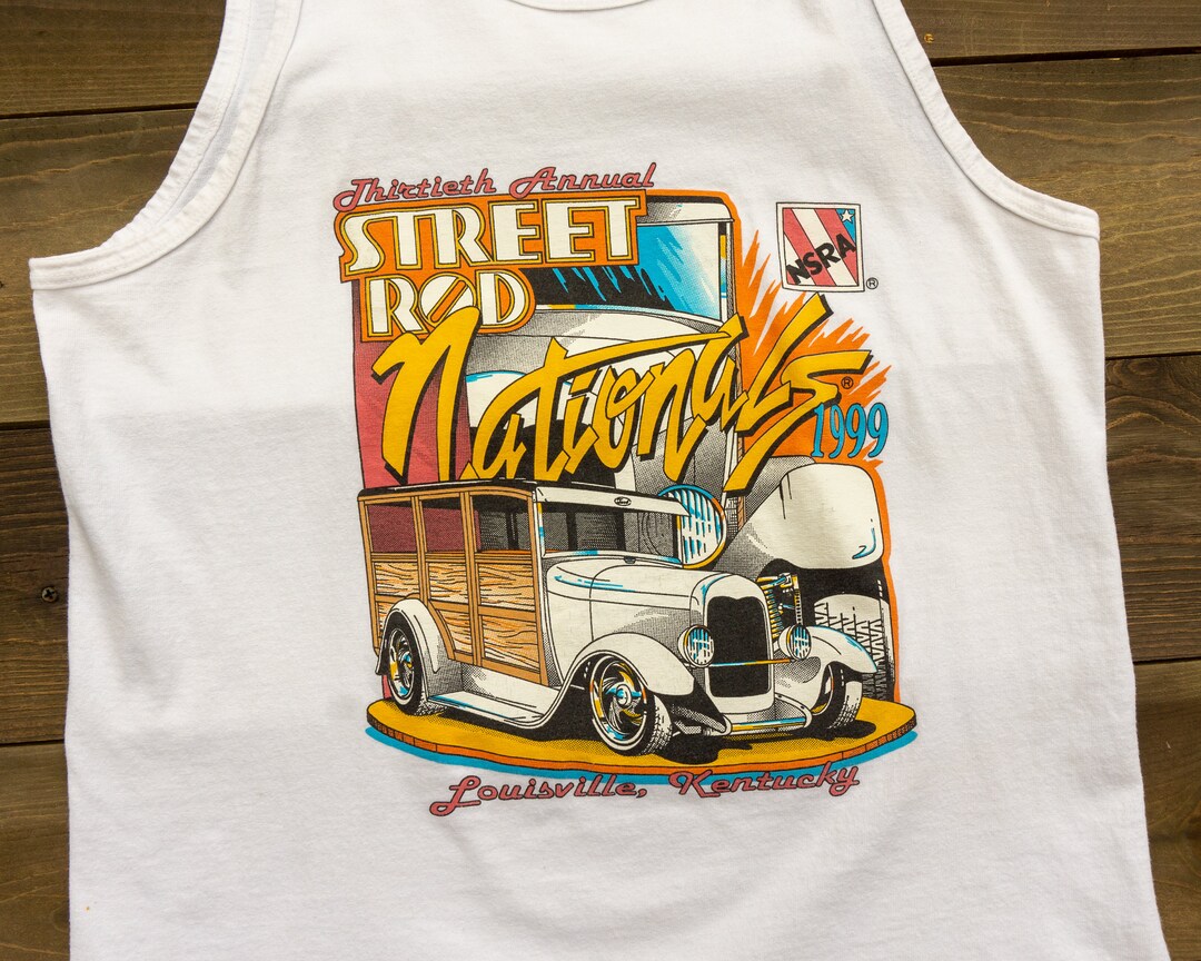90s Vintage Street Rod Nationals Graphic Tank Top NASCAR Car Shirt Drag ...