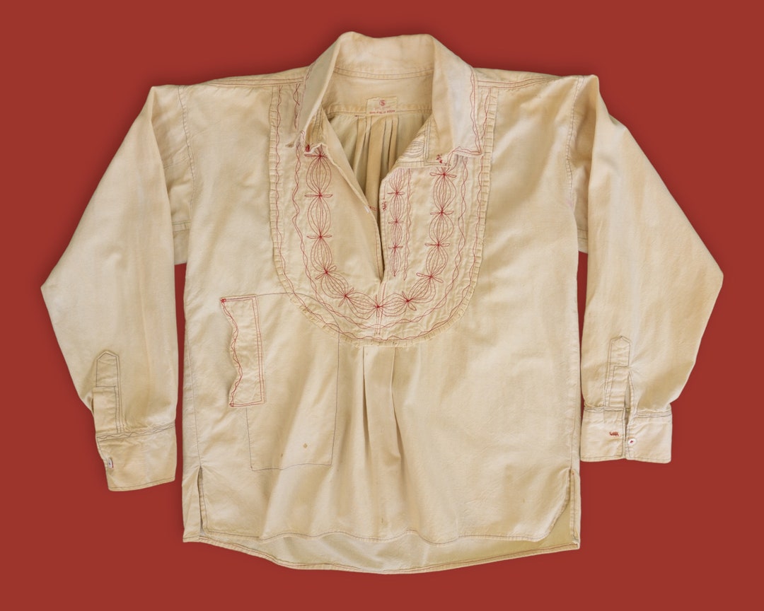 1960s Vintage Cream Cotton Tunic Size Medium Handmade in Mexico ...