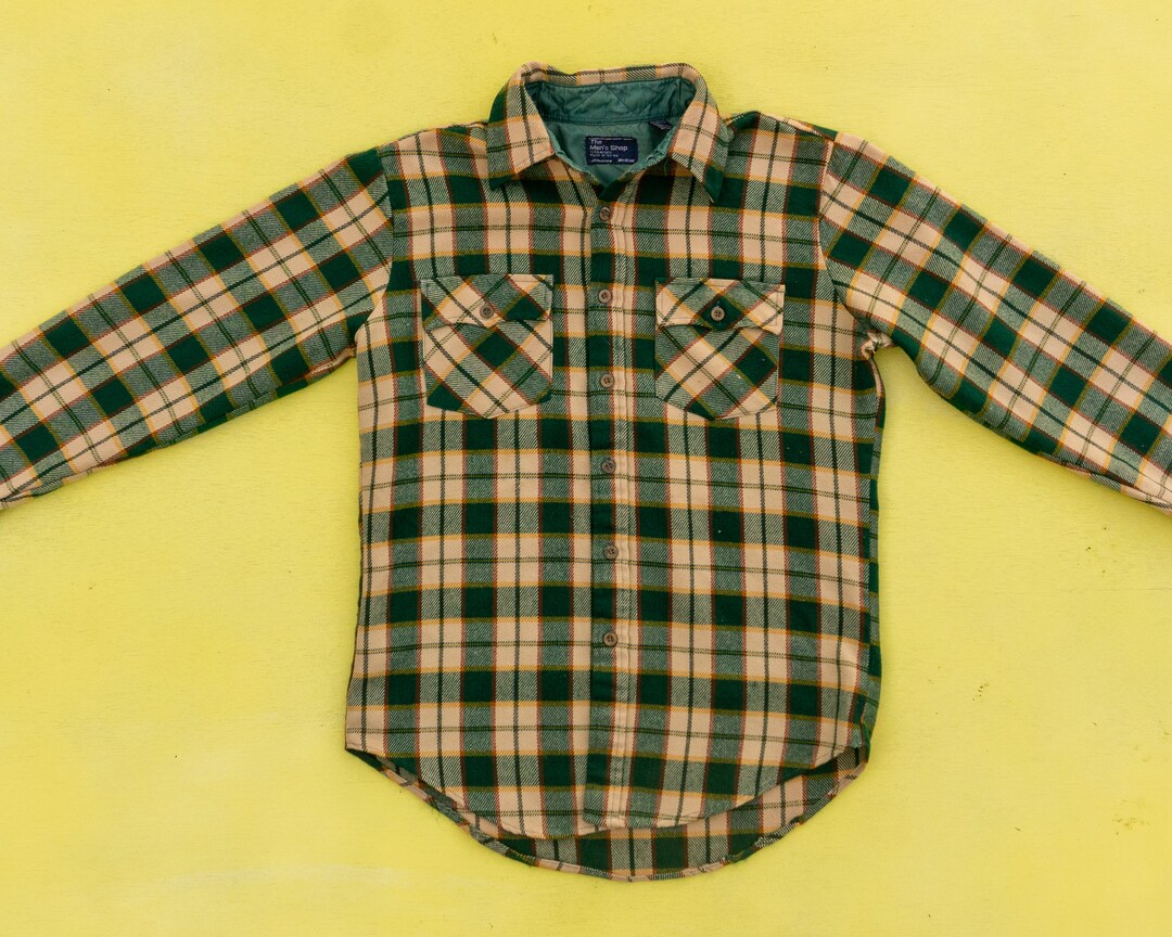 70s Green Plaid Flannel Shirt | Vintage Grunge Style - Etsy