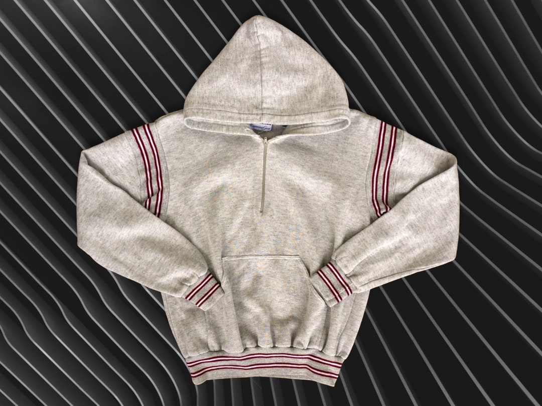 1970s Vintage Hoodie – Running Gear Half-zip Hoodie, Retro Striped ...