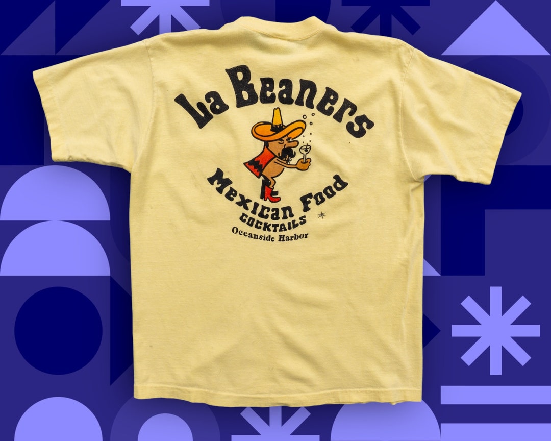 70s Vintage La Beaners Mexican Restaurant Pocket T-shirt - 1970s Funny ...