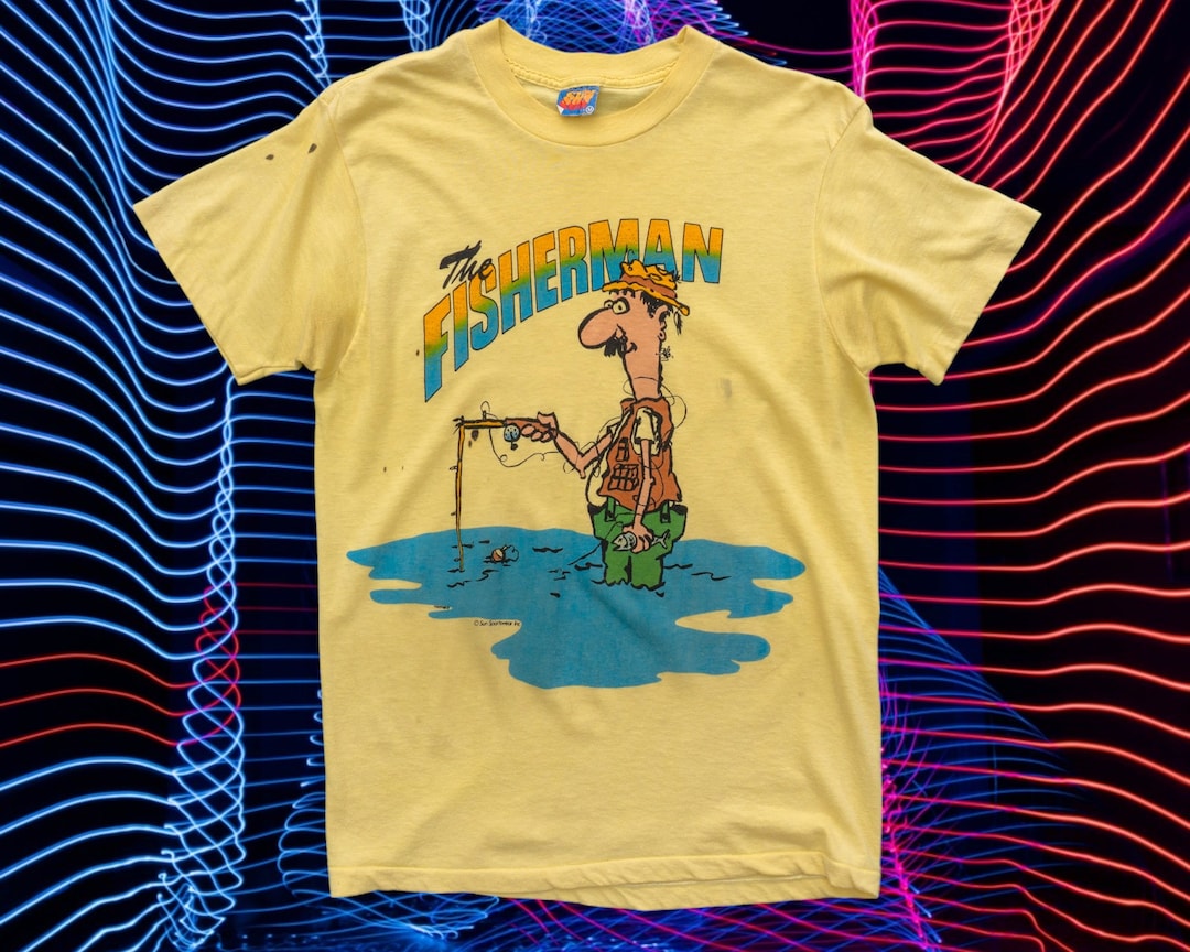 1980s Vintage the Fisherman T-shirt - Funny 80s Fishing T-shirt Yellow ...